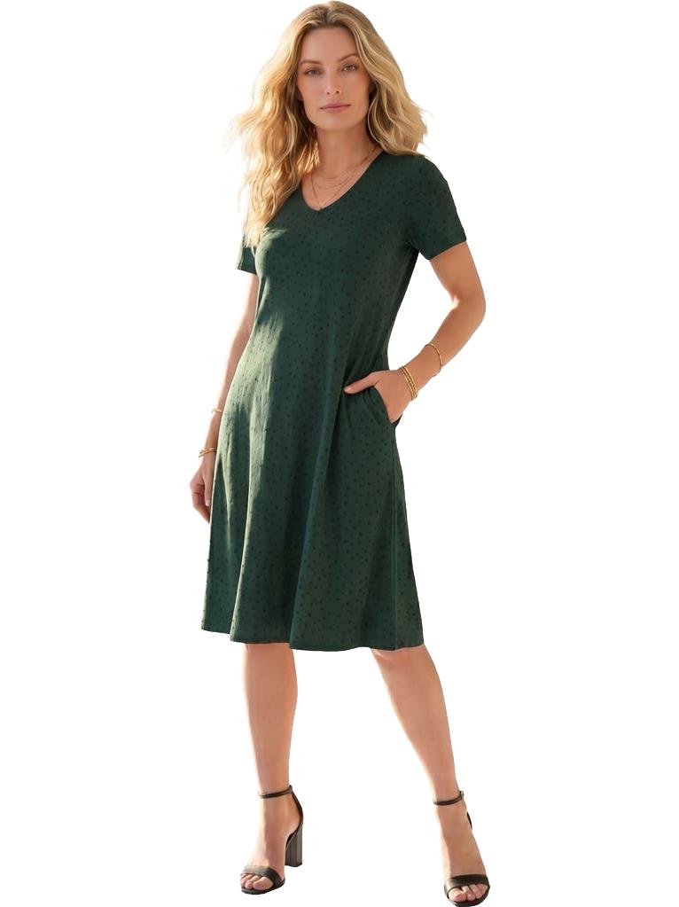 ROAMAN'S Roaman's Stretch Knit Pocket Swing Dress